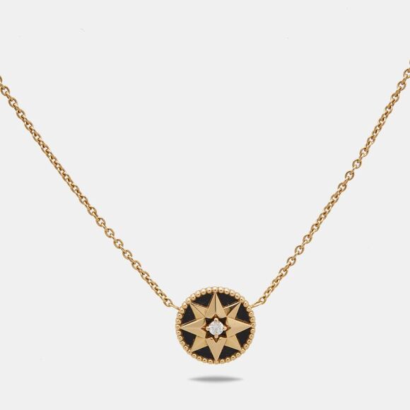 Dior | Jewelry | Dior Rose Des Vents Onyx Diamond 8k Rose Gold Necklace ...